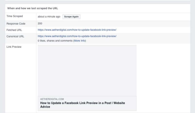 How to Update a Facebook Link Preview | Aether Digital