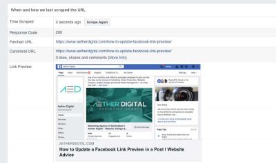 How to Update a Facebook Link Preview | Aether Digital